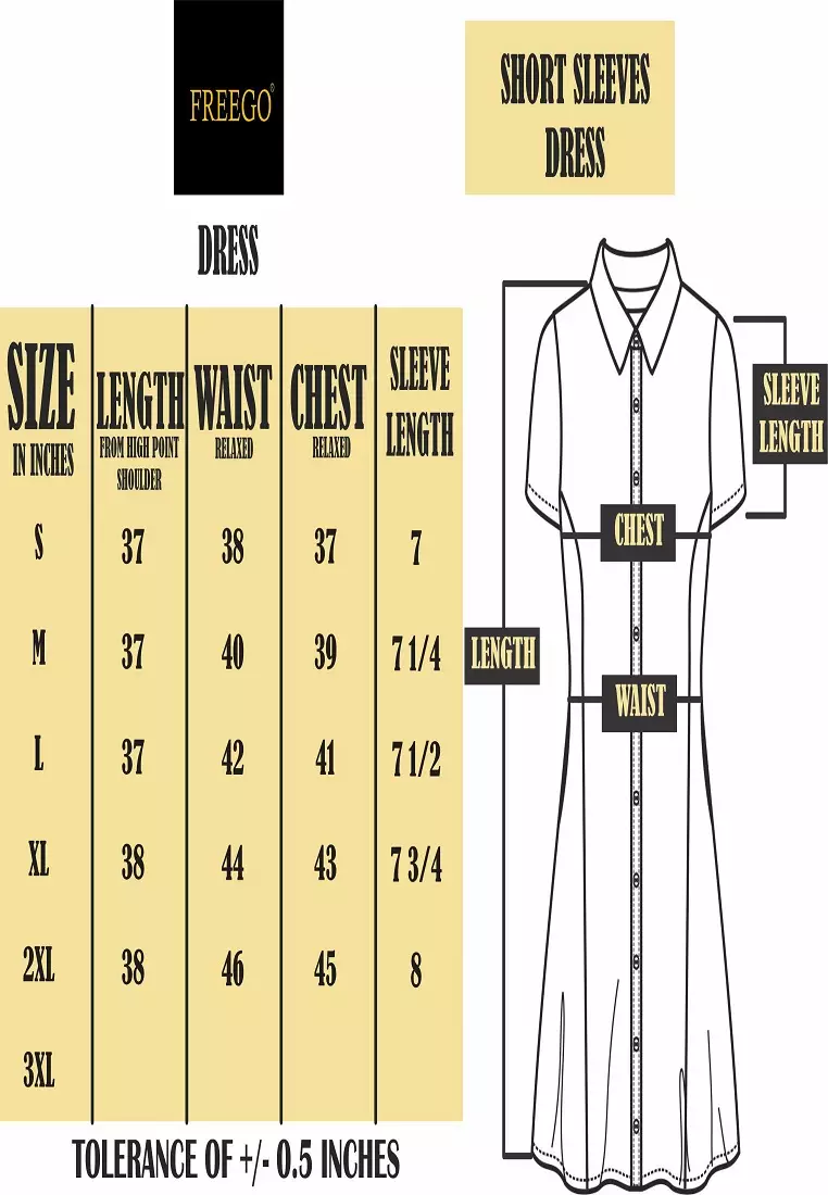 Buy Freego Ladies Woven Plain S.Twill Rayon Short Sleeve Dress 2025 ...