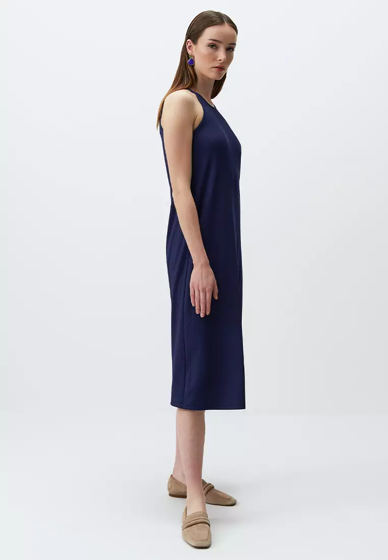 Jimmy Key Jimmy Key Navy Blue Loose Fit Crew Neck Sleeveless Basic ...