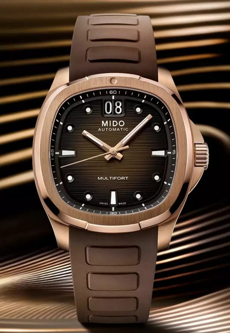 Buy Mido Mido Multifort TV Big Date Brown Dial Brown Rubber Band ...