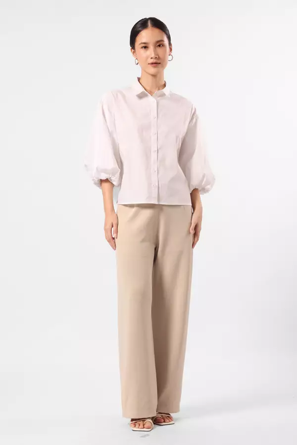 Jual Minimal Minimal x Devina Putri - Damian - Kemeja Lengan Balon - White Colour White Original ...