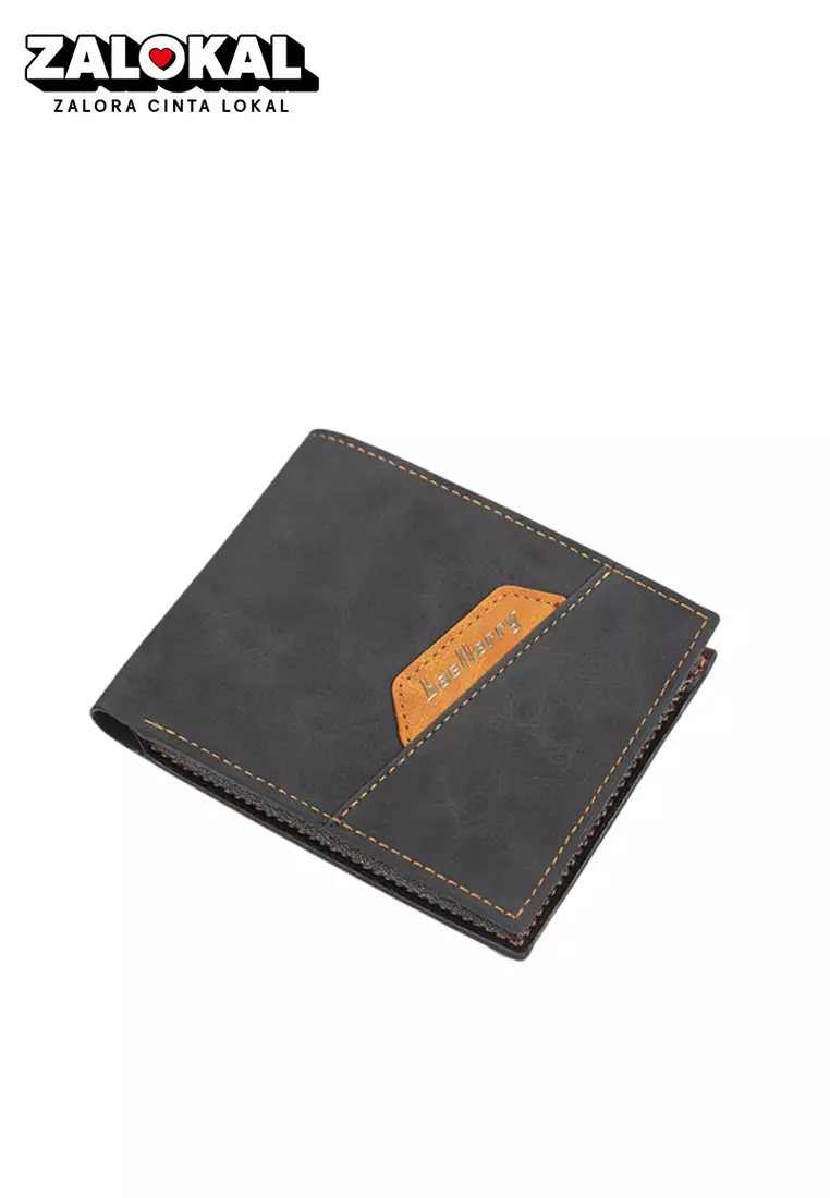 Jual Baellerry Dompet Lipat Pria Motif Polos Modern Kulit PU Leather ...