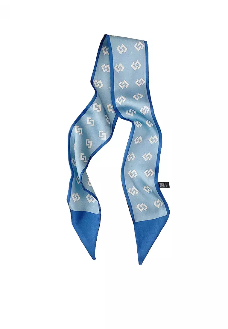 Buy Zitique Blue Geometric Pattern Long Silk Scarf 2024 Online
