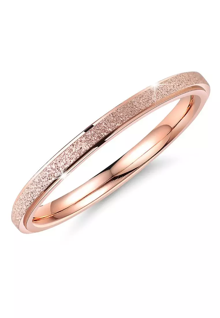 Buy Bullion Gold Glitter Textured Stackable Band Ring in Rose Gold ...