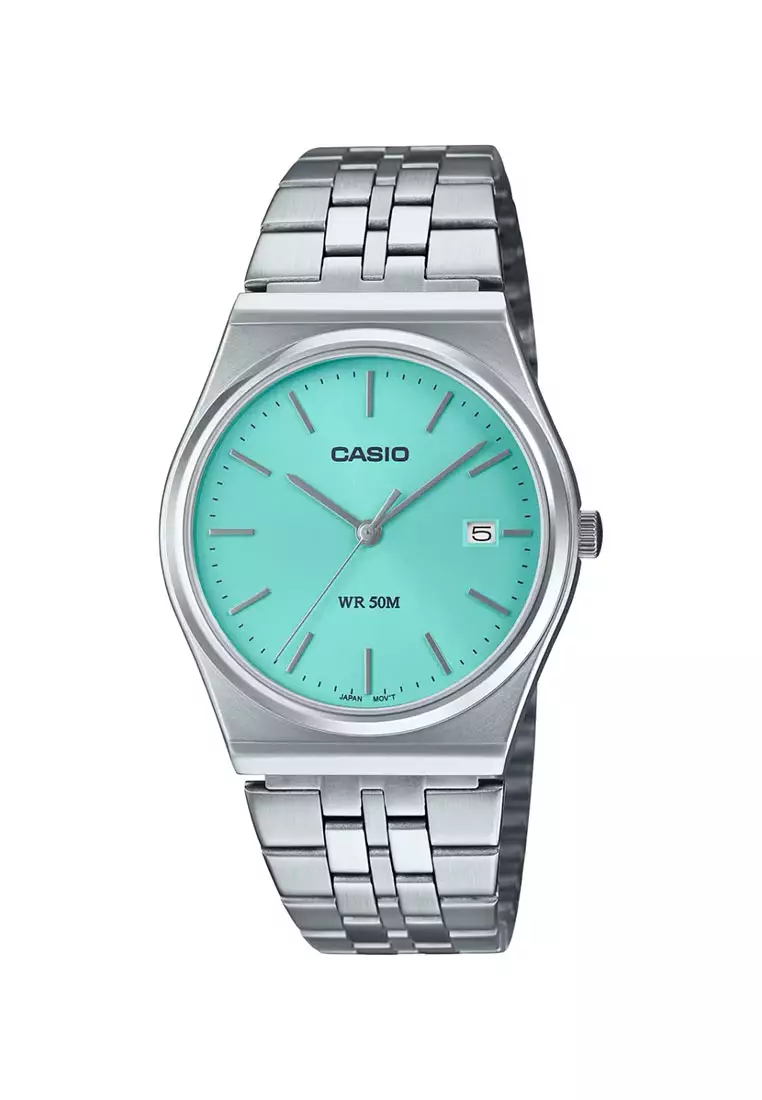 Jual CASIO Casio Jam Tangan Pria - Silver Light Blue - Stainless Steel ...