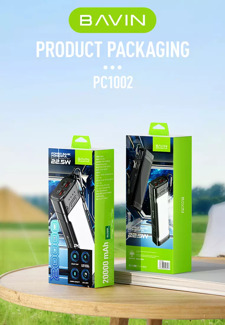 Buy BAVIN PC1002 20000mAh Powerbank 22.5W Fast Charging Portable Power ...