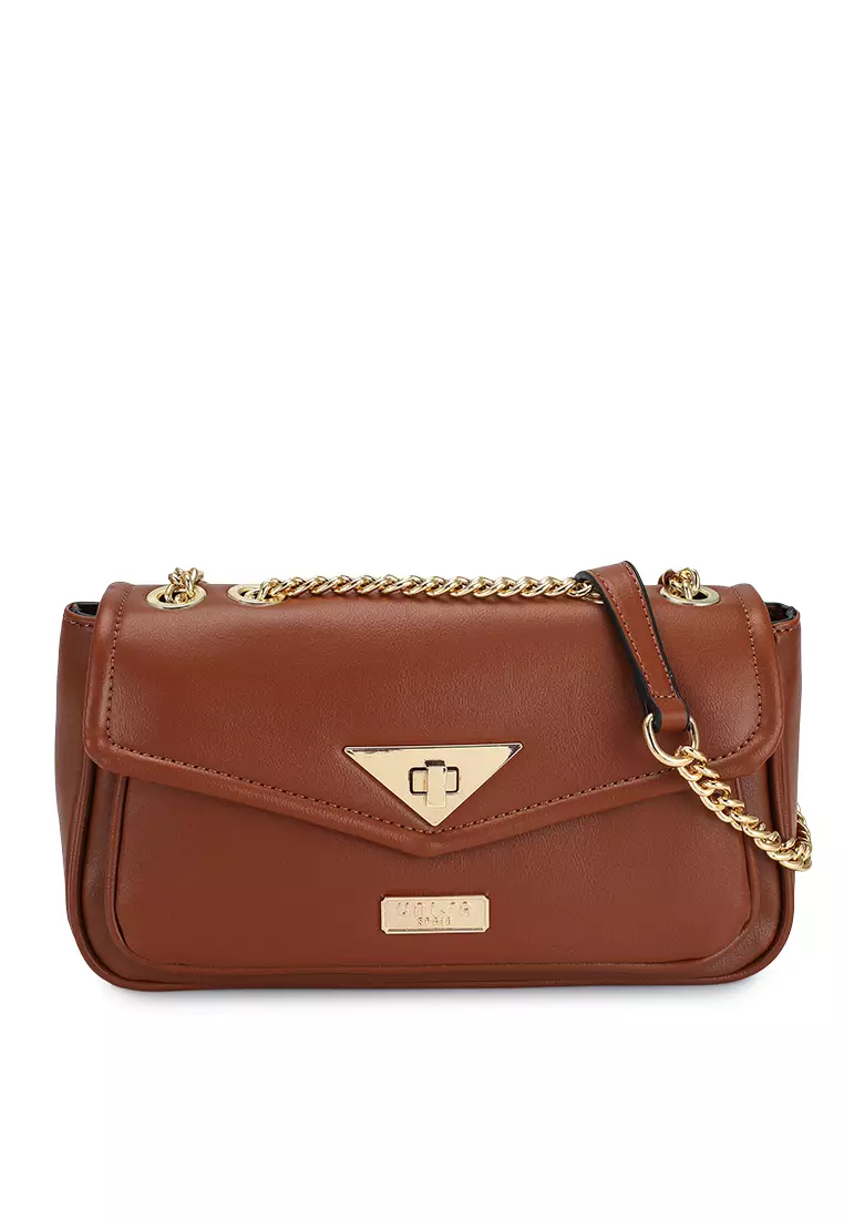 Jual Unisa Faux Leather Sling Bag With Metal Chain Original 2024 ...