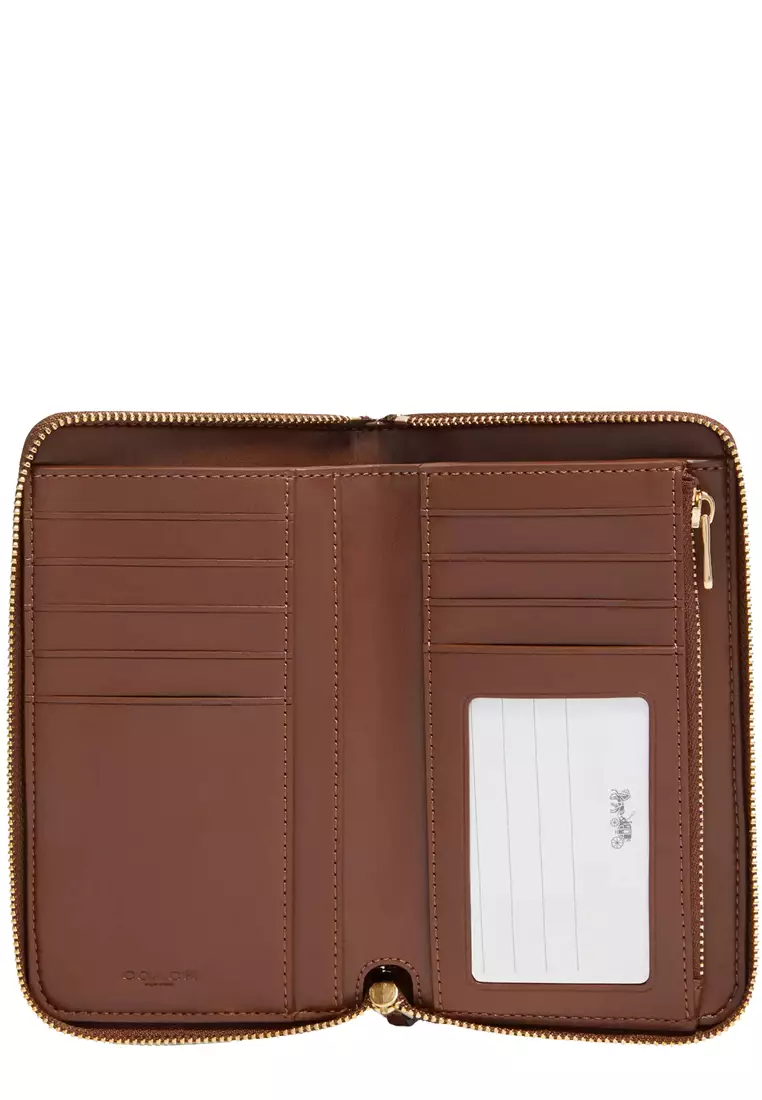 Coach Medium Id Zip Wallet In Signature Canvas in Khaki Saddle 2 88913 ...
