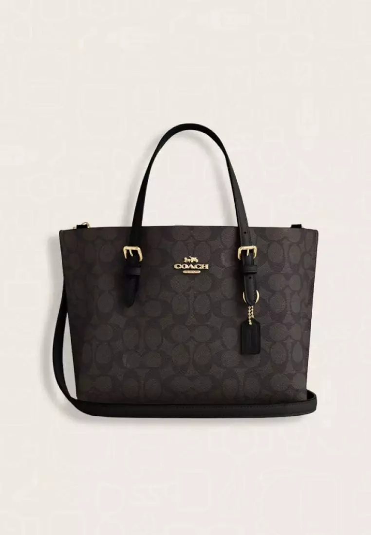 Jual Coach Coach Mollie Tote Bag 25 In Signature Canvas Walnut Black ...
