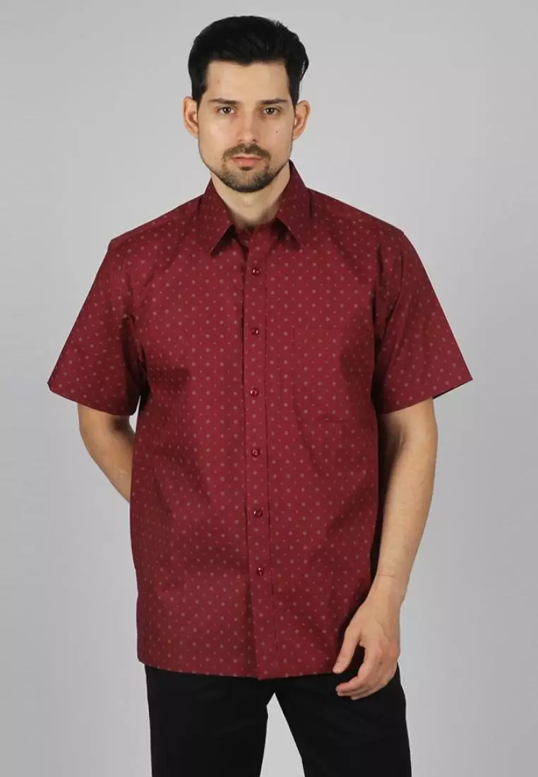 Jual Tootal Kemeja Tootal Lengan Pendek Emien Maroon Print Original ...