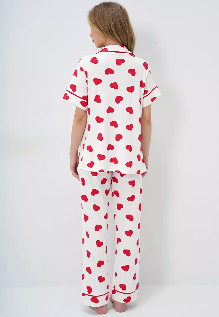 Jual Alacati Big Heart Red Single Pocket Piping Detailed Cotton Shirt ...