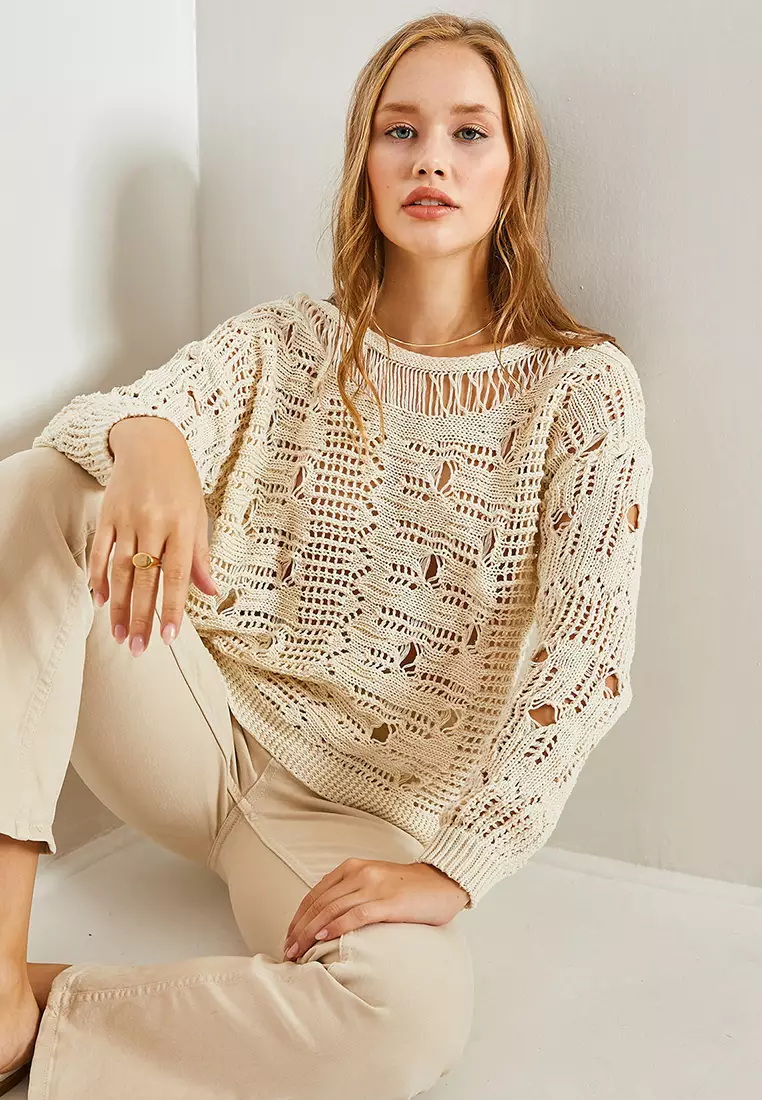 Jual Bianco Lucci Openwork Knitwear Sweater Original 2025 | ZALORA ...