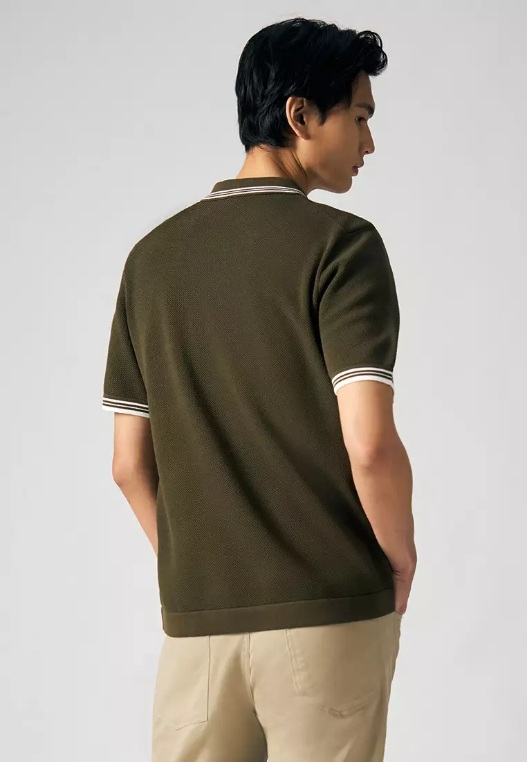 Buy MEMO Textured Polo with Tipping 2026 Online | ZALORA Philippines