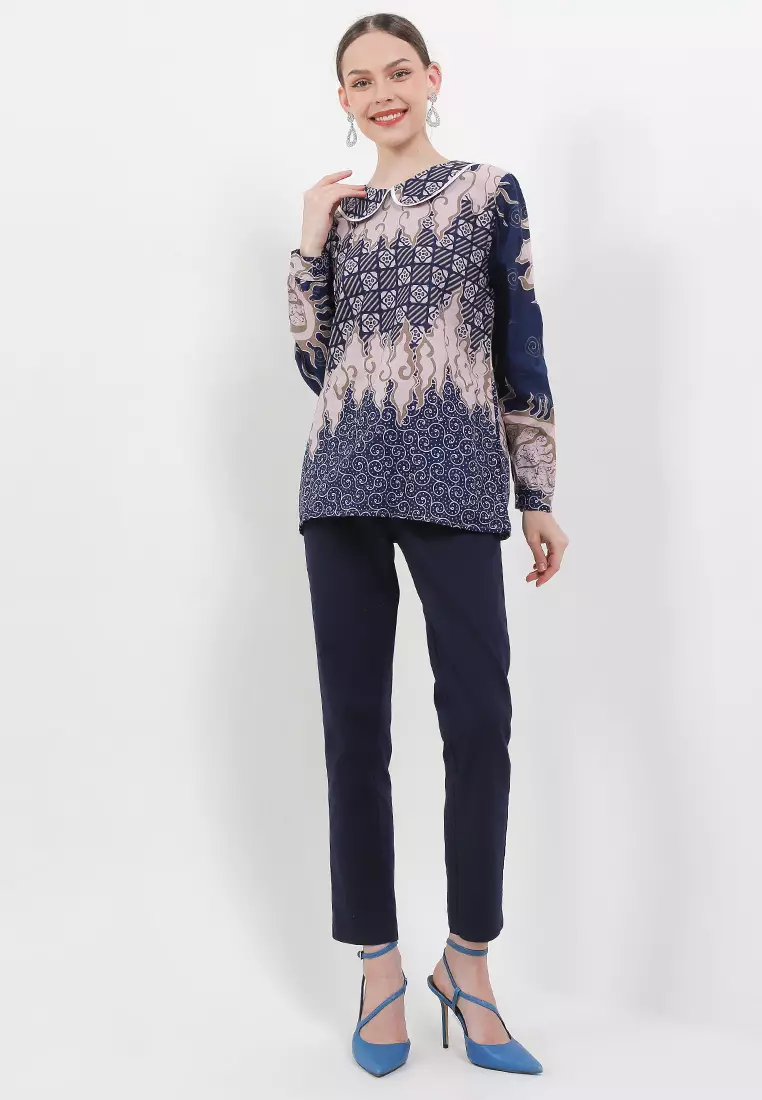 Jual Elshanum Batik Seroja Blouse Batik Premium Wanita Casual Modern ...