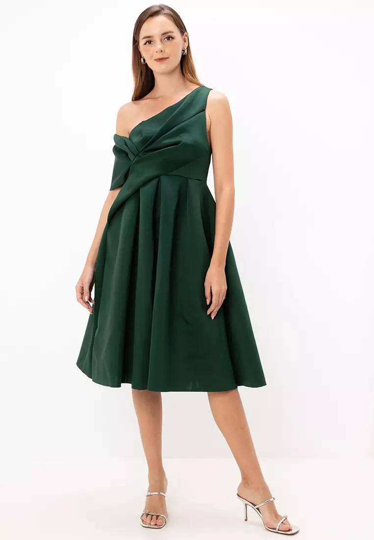 Buy ASOS Design Bare Shoulder Prom Scuba Midi Dress 2025 Online ...