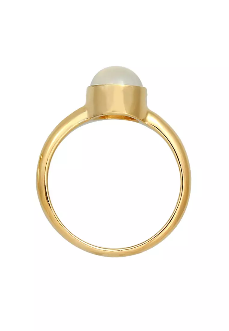 Buy ELLI GERMANY Moonstone Circle Solitaire Ring – Gold-Plated Silver ...