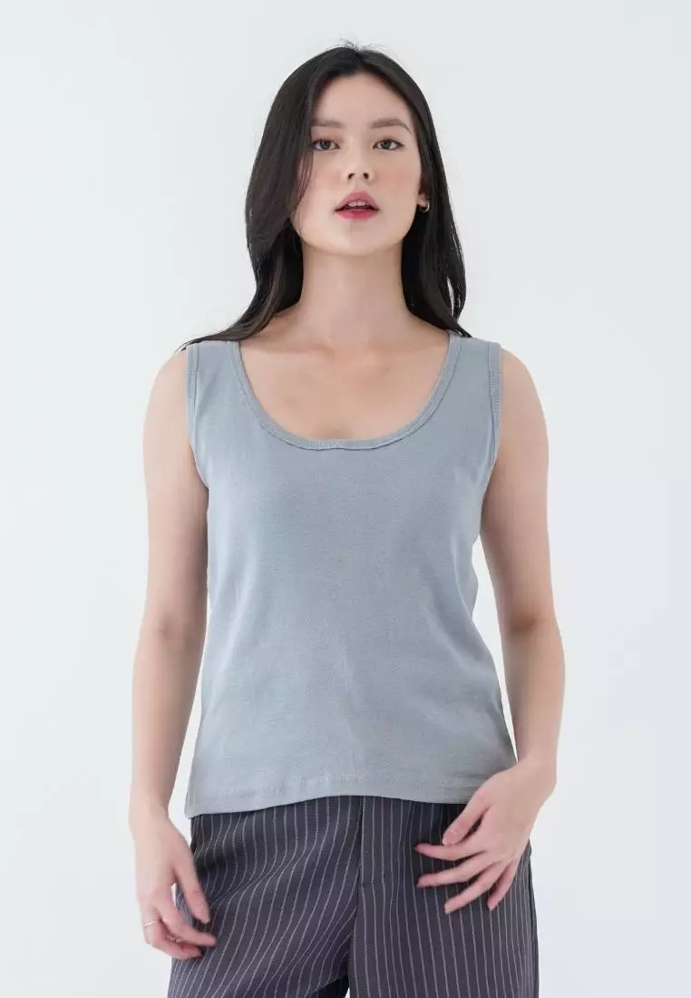 Jual MILLE FLEUR Mille fleur maddison tanktop light grey Original 2025 | ZALORA Indonesia