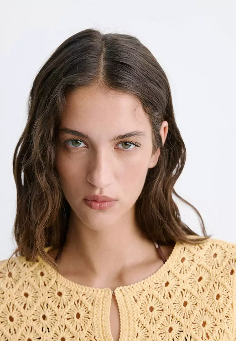 Buy Mango Scalloped Openwork Knit Cardigan 2026 Online | ZALORA