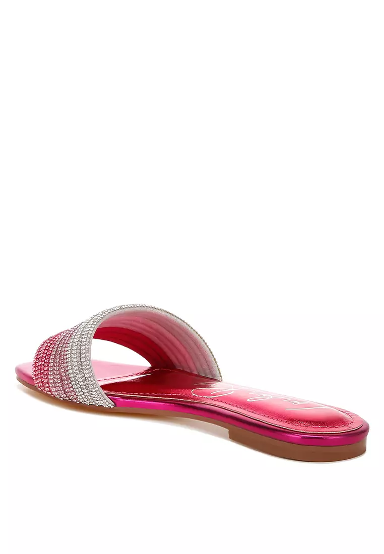 Buy London Rag Rhinestone Strap Slip On Flats in Fuchsia Online ...