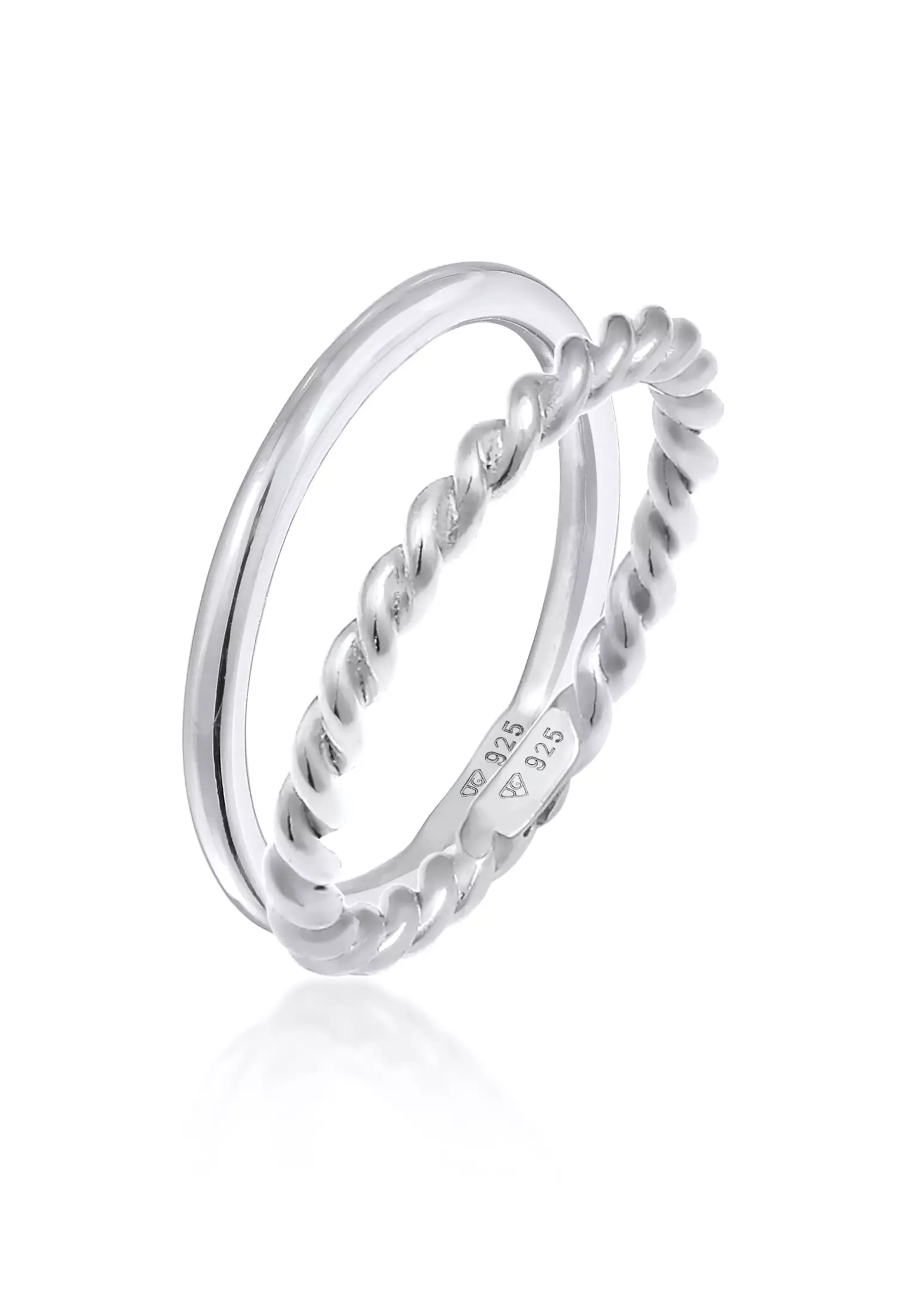 Buy ELLI GERMANY Plain and Twisted Ring Duo – 925 Silver 2026 Online ...