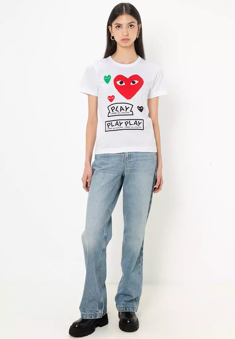 Jual CDG Play Multi Logo Red Heart T-Shirt (bl) Original 2025 | ZALORA ...