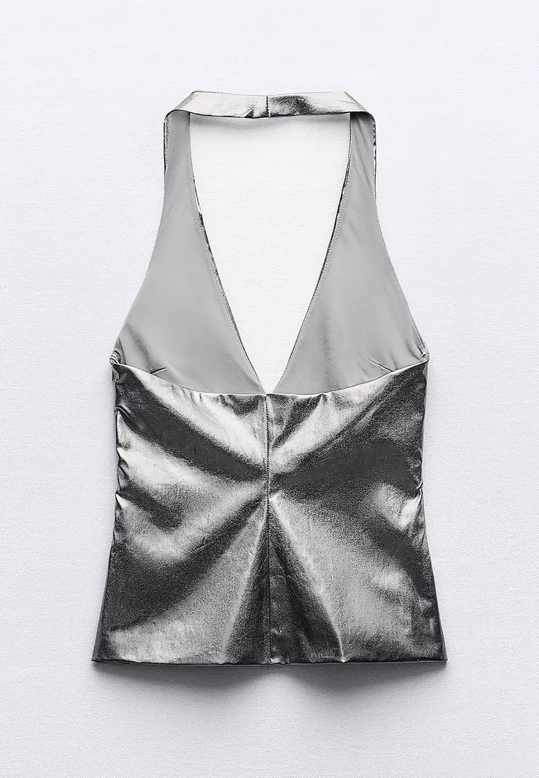 Buy ZARA Metallic Halter Top 2026 Online | ZALORA Philippines