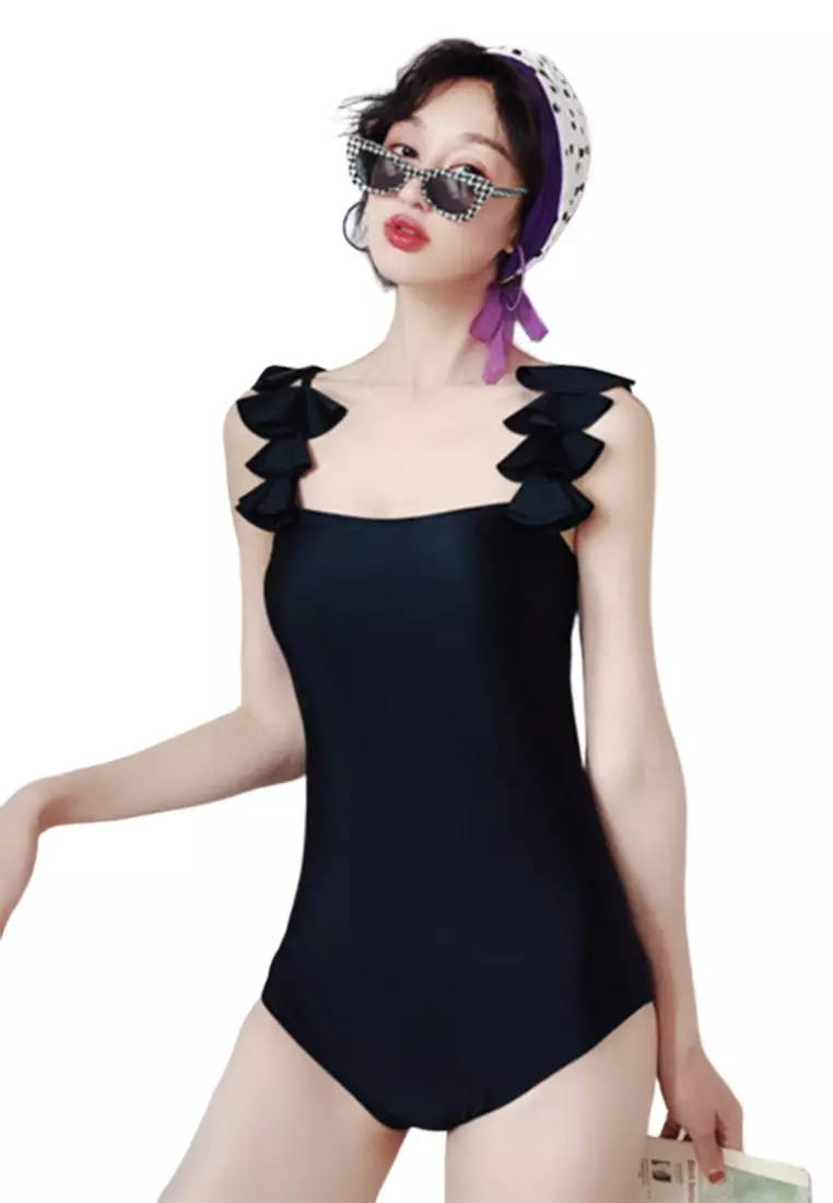 Buy Sunnydaysweety New Ruffle Back-Open One-Piece Swimsuit CA060705BK ...