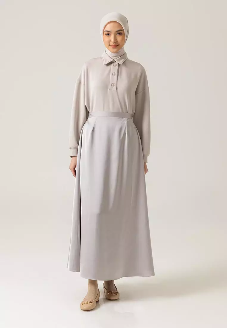 Jual Riamiranda ZALORAYA Ria Miranda Classic Grey Sava Skirt Original ...