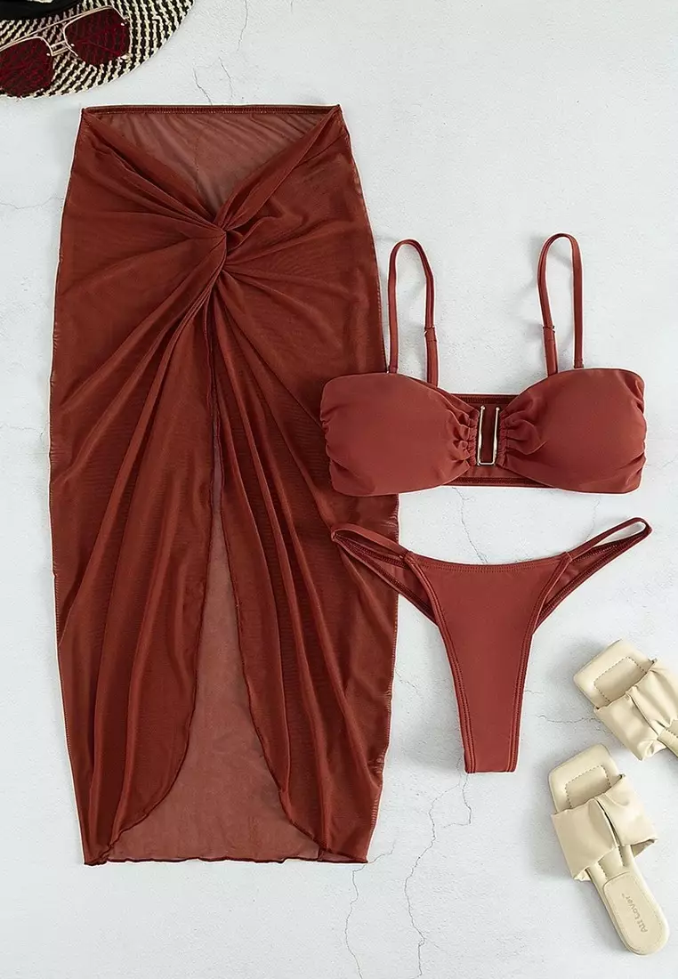 Buy LYCKA LYX2472 European Lady Bikini Swimwear Brown 2025 Online | ZALORA