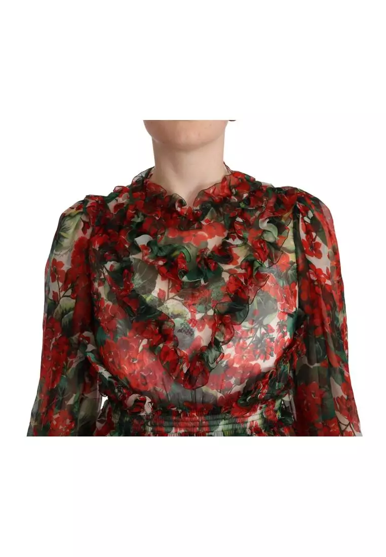 Buy Dolce & Gabbana Floral Print Mini Dress Geranium Print 2025 Online ...