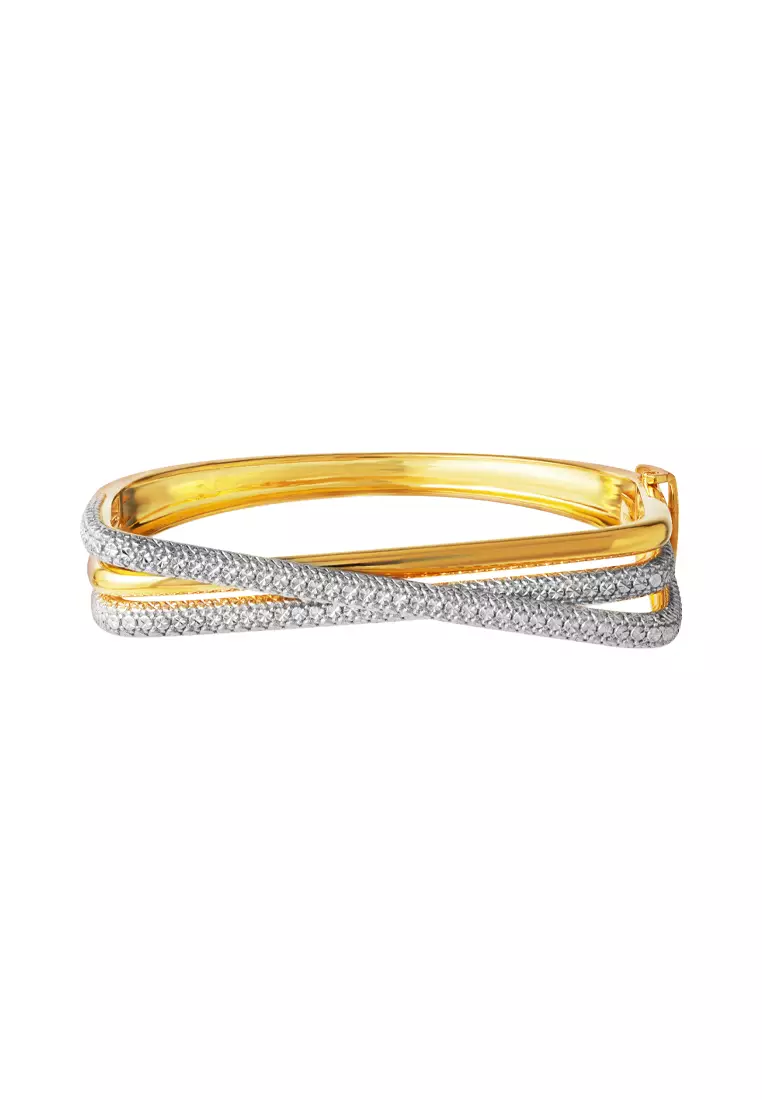 Buy TOMEI TOMEI Diamond Cut Collection Intersecting Bangle, Yellow Gold ...