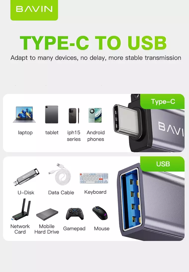 Buy BAVIN OTG Adaptor USB 3.0 Fast Data Transmission for For iPh 15 and ...