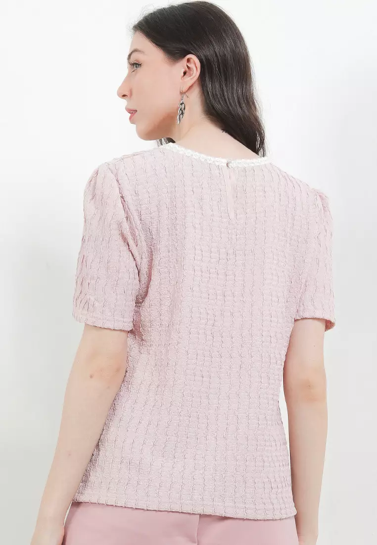 Jual Chic Simple Xtal Lace Detail Texture Blouse Original 2024 | ZALORA ...