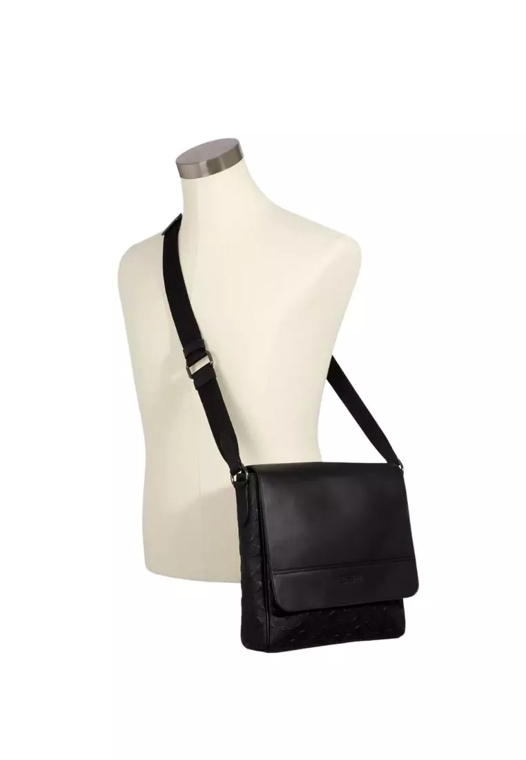 Jual Coach Houston Map Bag In Signature Leather Smooth Leather Gunmetal ...