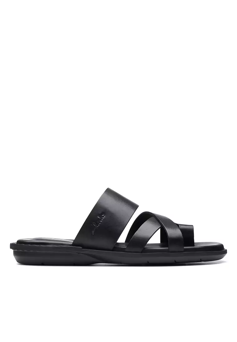 Buy CLARKS Clarks Penryn Loop Black Leather Sandals Online | ZALORA ...