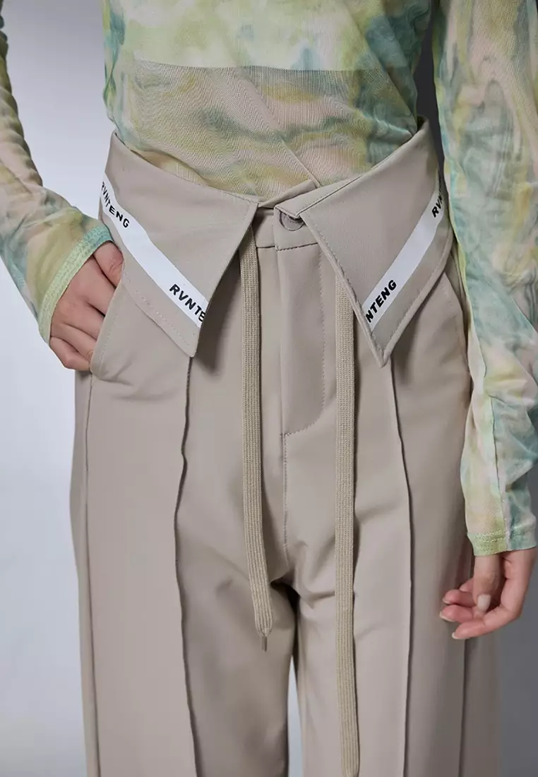 Jual X.O.X.O. Drawstring Suit Pants With Folded Flap Waist Details ...
