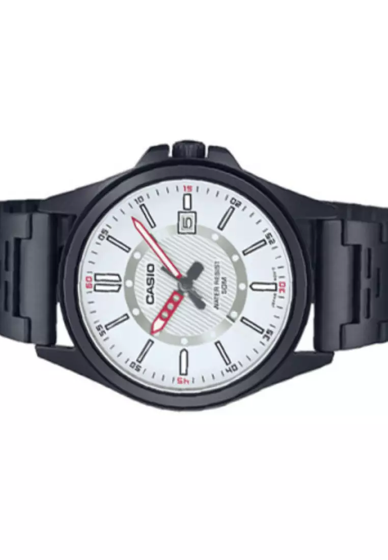 Buy Casio Men's Analog Watch MTP-E700B-7EV White Dial with Black Stainless Steel Band Watch for ...
