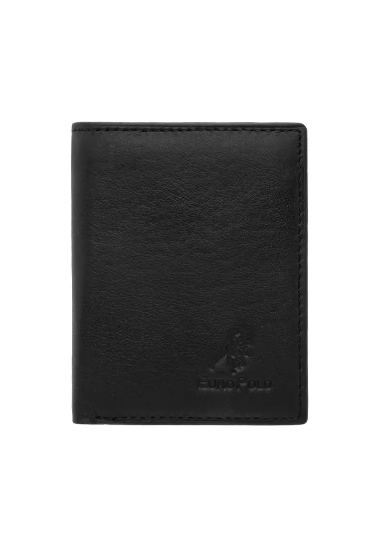 Buy Euro Polo Men's Grain Leather RFID Vertical Bifold Minimalist Slim ...