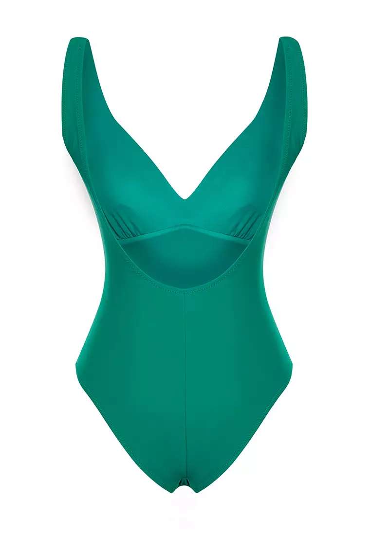 Jual Trendyol Knotted High Leg V Neck Swimsuit Original 2024 Zalora