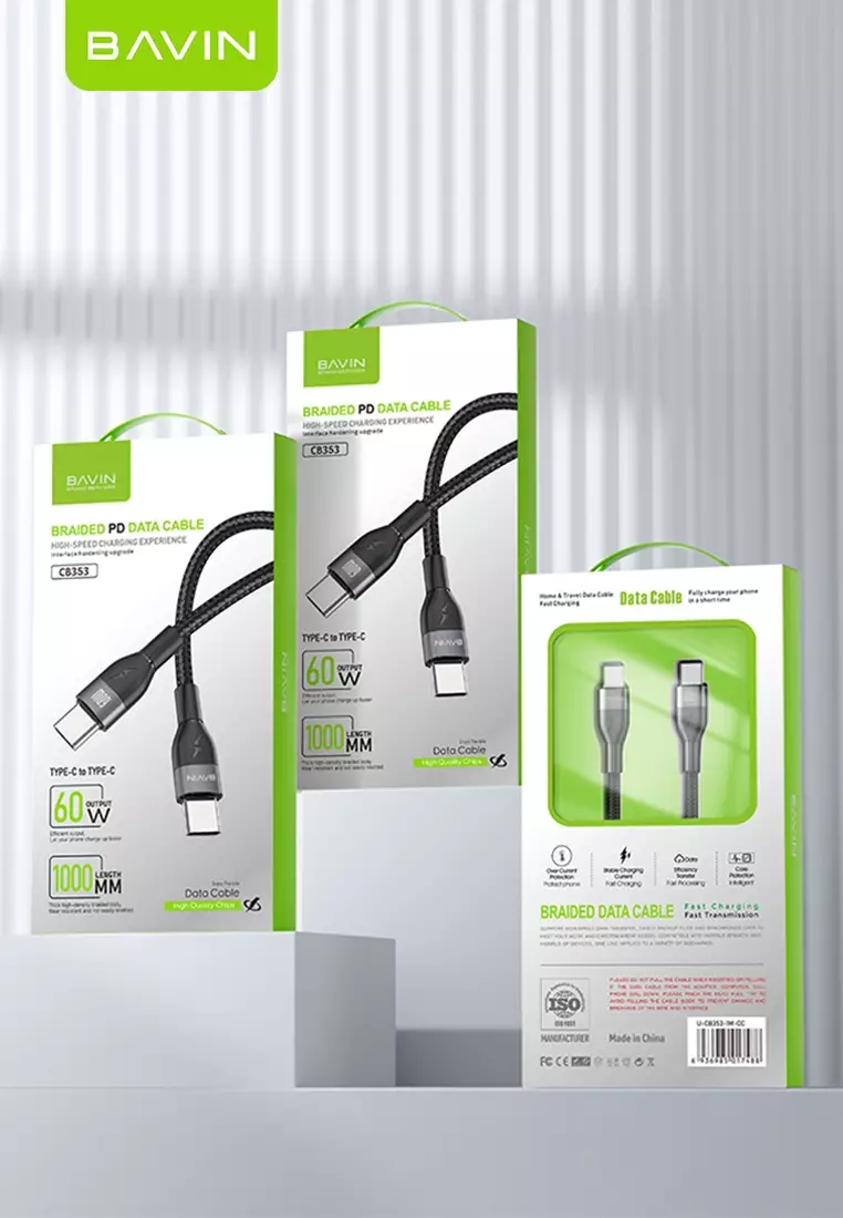 Buy BAVIN CB353 18W Fast Charging Data Cable 1 Meter Nylon Braided ...