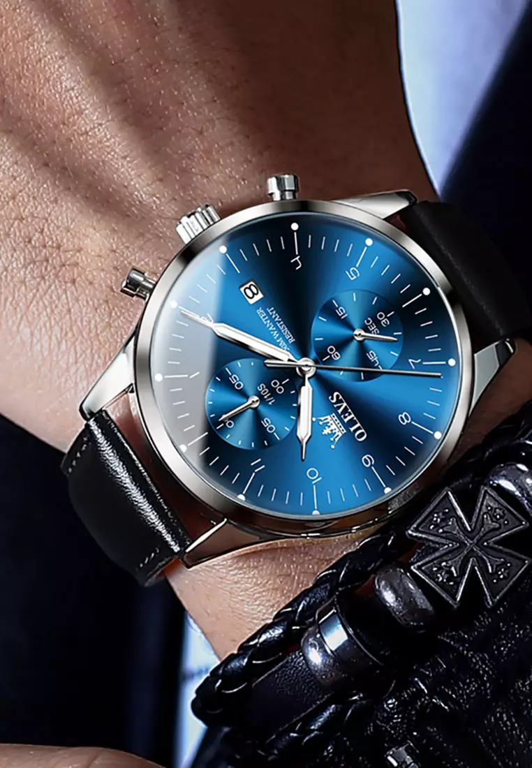 OLEVS Mavis Classic Chronograph Leather Men Wrist Watch 2025 | Buy ...