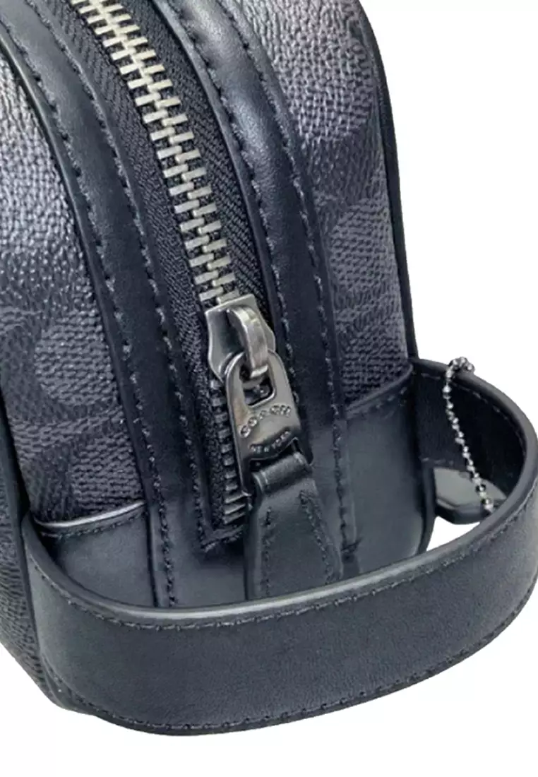Coach Small Travel Kit Bag In Signature Canvas - Charcoal/ Black CAR15 ...