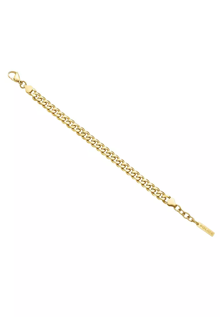 Buy POLICE Police Long-Lasting Cuban Chain Gold Stainless Steel ...