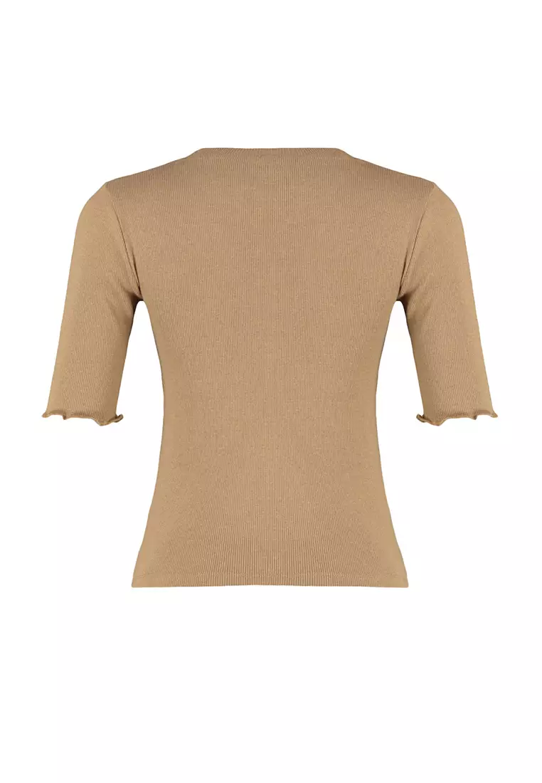 Buy Trendyol Ruffle Ribbed Top Online | ZALORA Malaysia