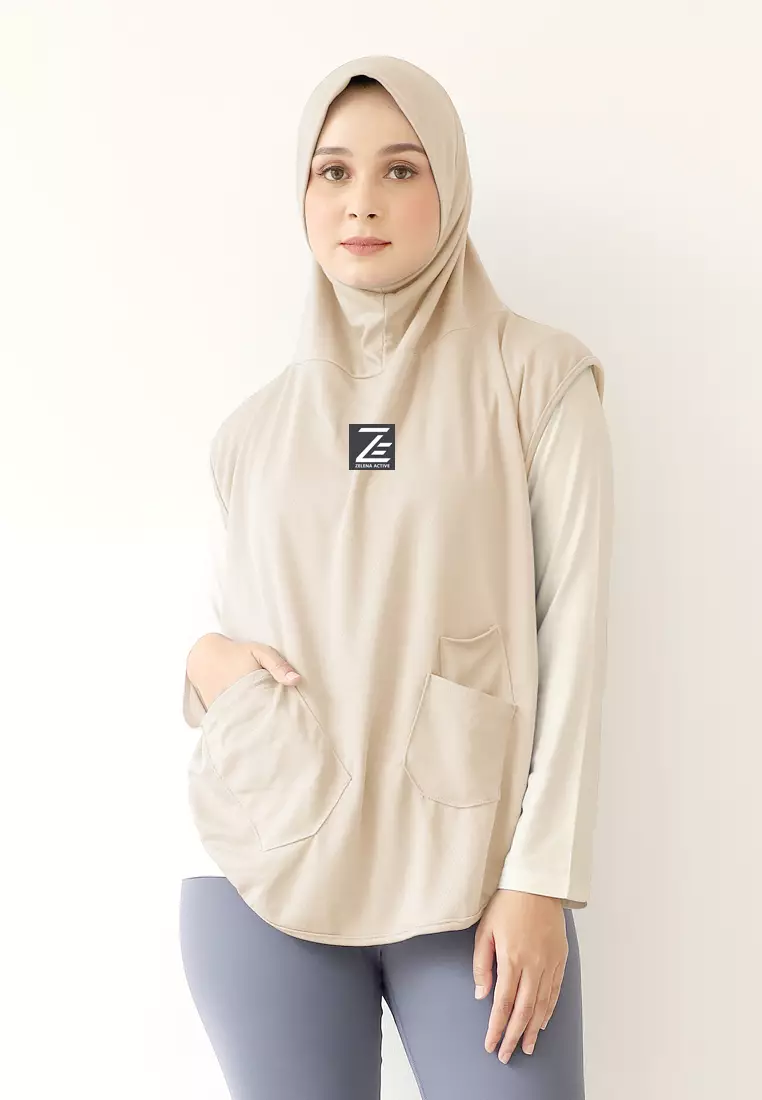Jual zelena Hijab Vest Olahraga Nara Sporty Pocket - Choco Foam ...