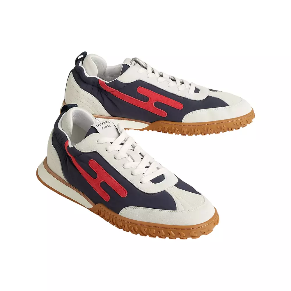Jual Hermes Jet Canvas and Suede Goatskin Sneakers Marine / Rouge ...