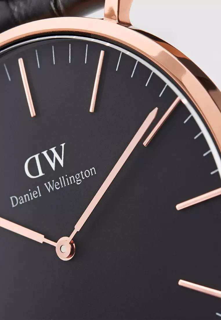 Buy Daniel Wellington Classic York Black Dial 40mm Watch Leather Strap