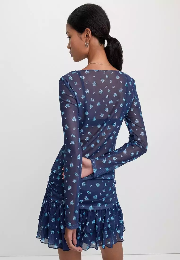 Buy Pomelo Floral Sheer Mesh Blouse 2026 Online | ZALORA Philippines