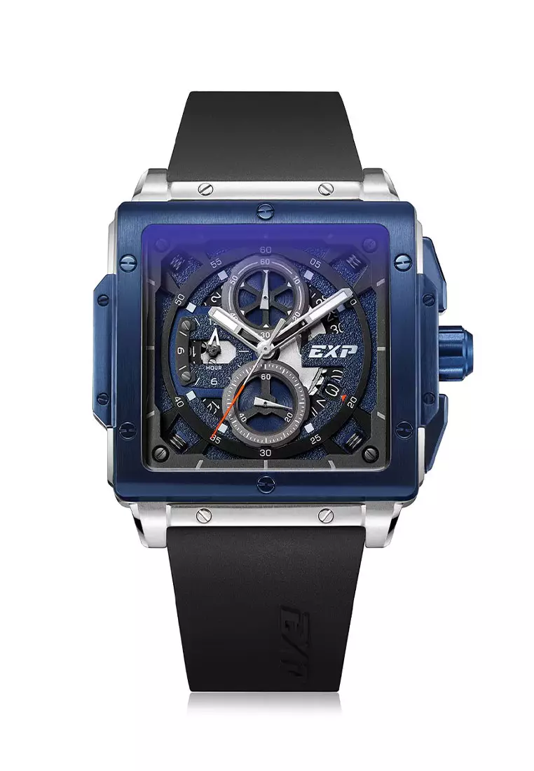 Jual Expedition Expedition Jam Tangan Pria - Black Silver Blue - Rubber ...