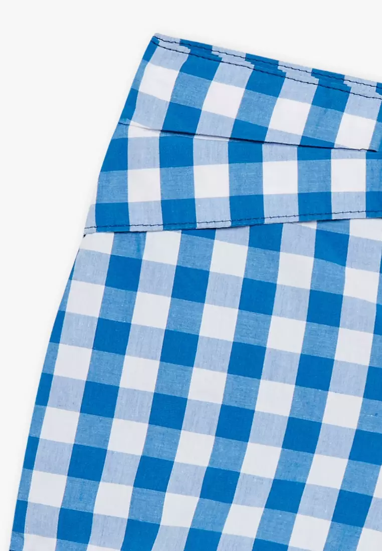 Buy Sergent Major Blue checkered shorts in satin 2023 Online | ZALORA ...