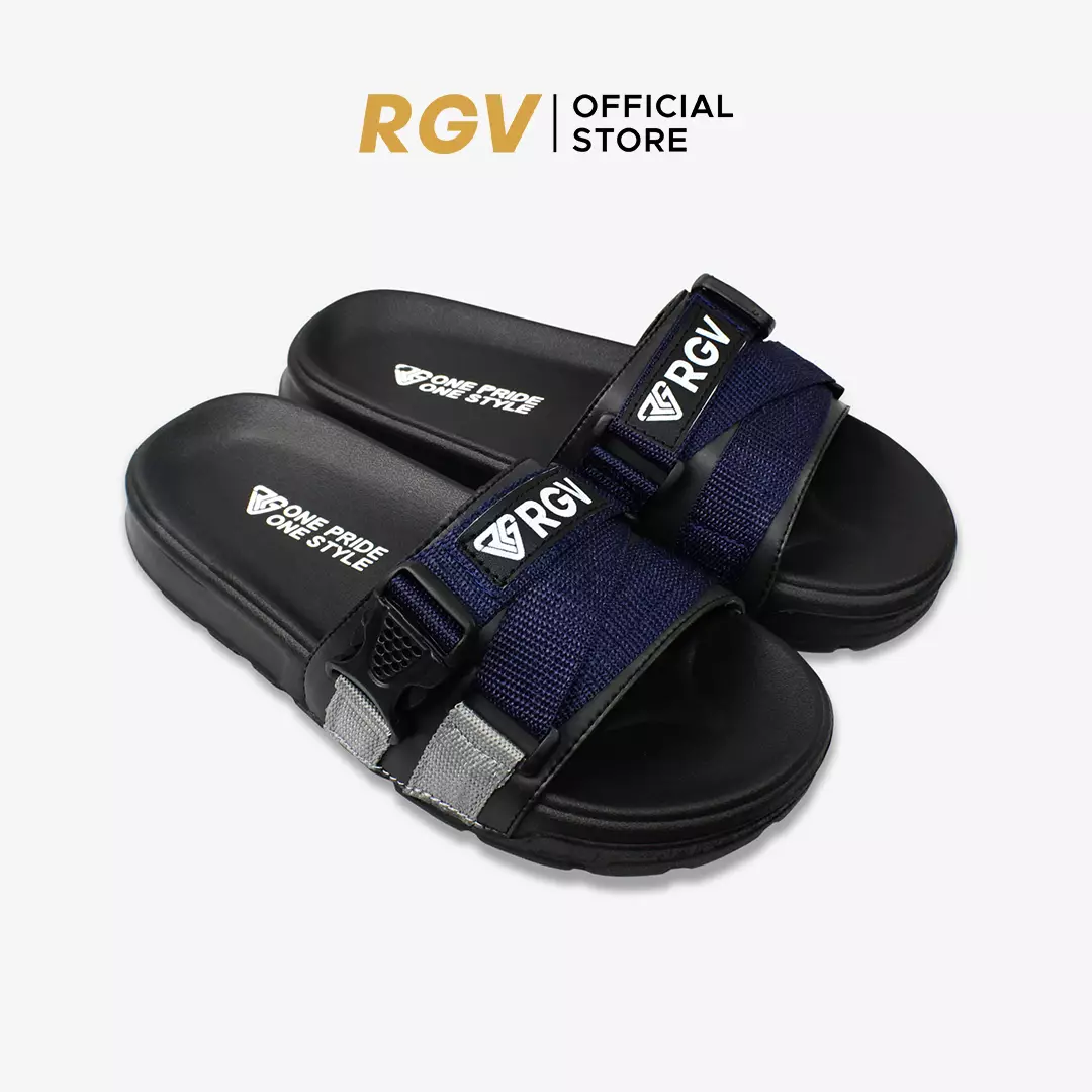 Jual RGV Sandal Slide Pria Wanita Webbing Dark Navy Grey - Sendal Selop ...